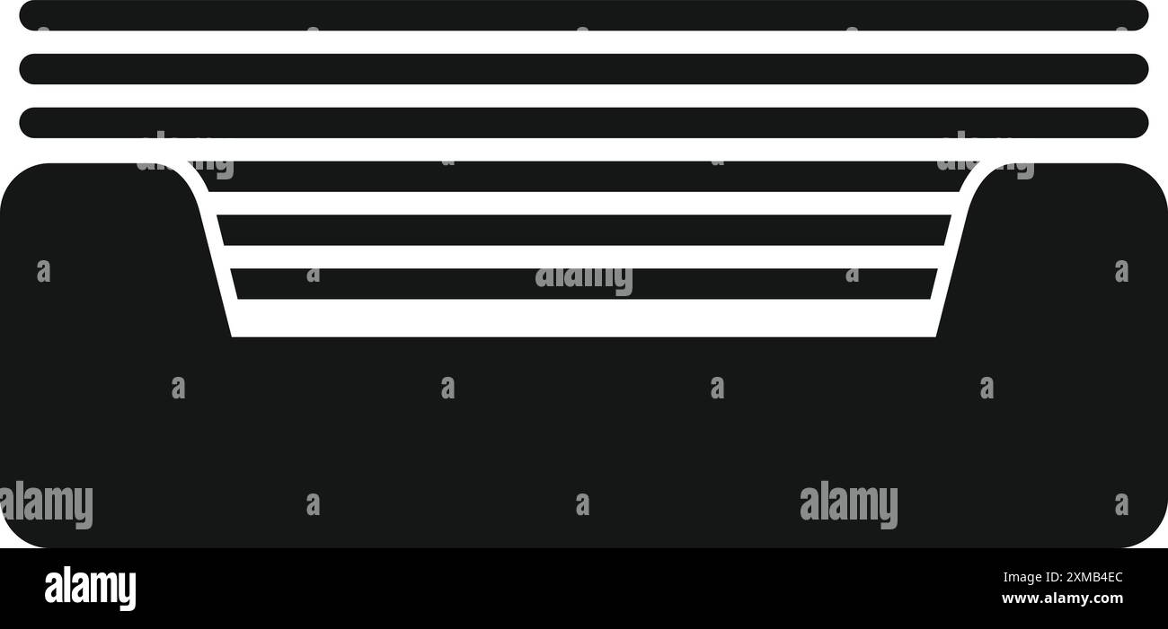 Simple black and white icon of an office paper tray full of paper Stock ...