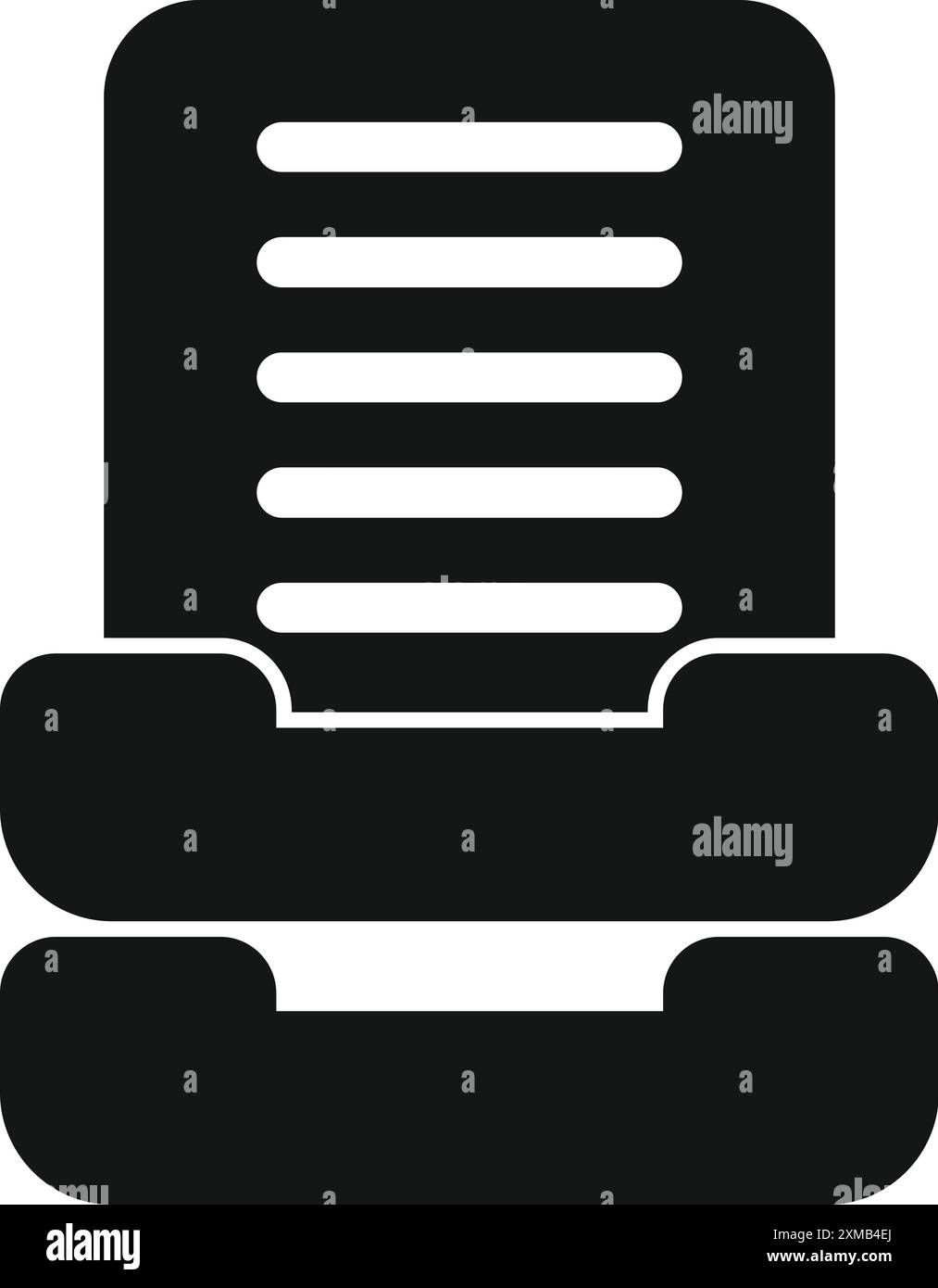 Simple icon representing an archive tray storing paper documents for ...