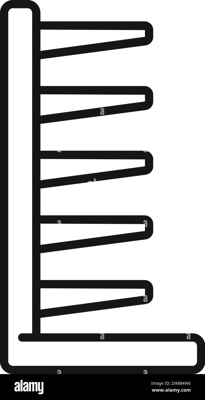 Simple icon of a retail shelving unit with five empty shelves for ...