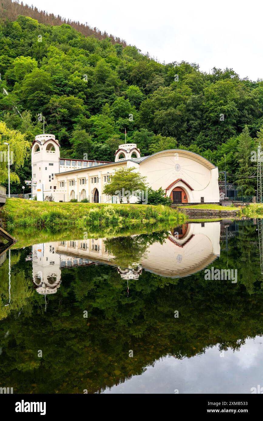 The historic Heimbach power station, at the Rur reservoir ...