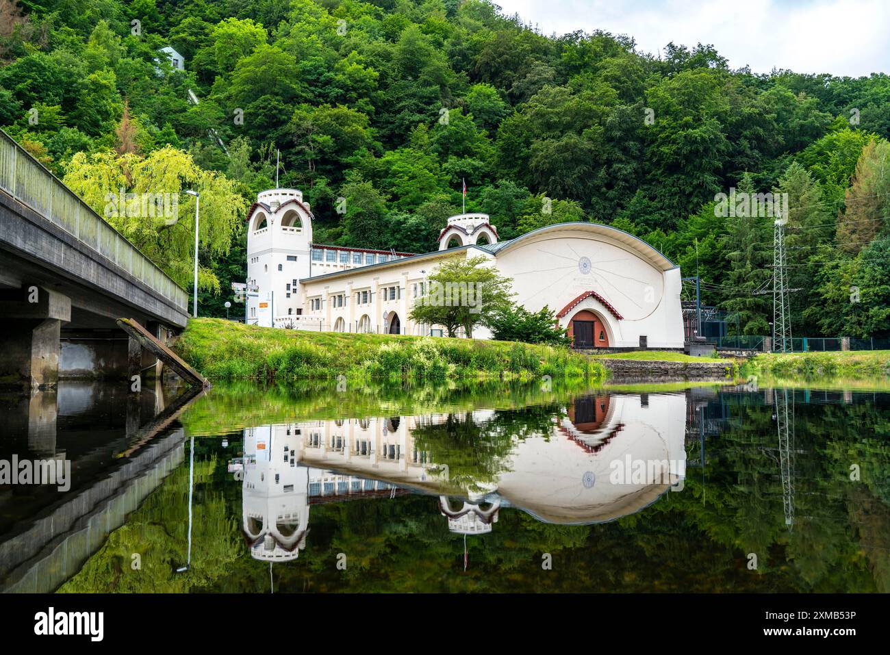 The historic Heimbach power station, at the Rur reservoir ...