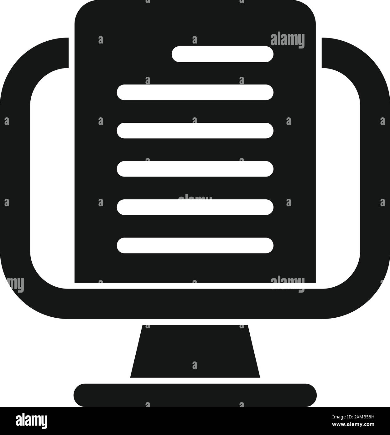 Simple, bold icon of a computer monitor displaying an electronic ...