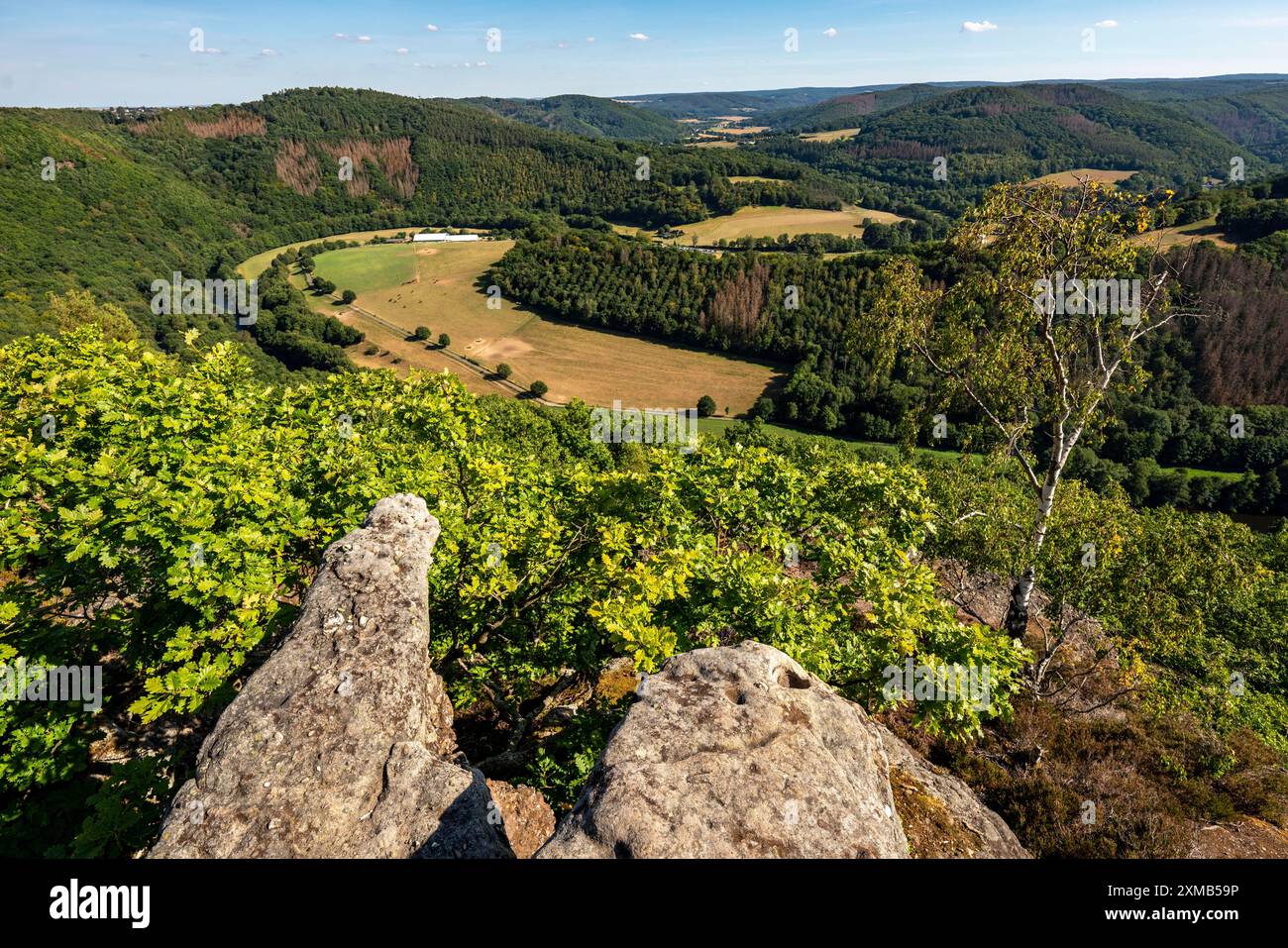 Eugenienstein, view into the Rur valley, landscape along the red ...