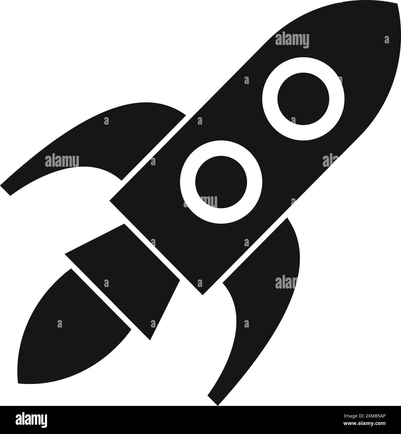 Black rocket ship flying upward with flames coming out of the bottom ...