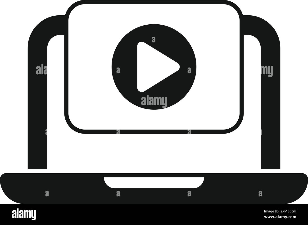Simple black and white icon of a laptop displaying a streaming video player Stock Vector Image ...