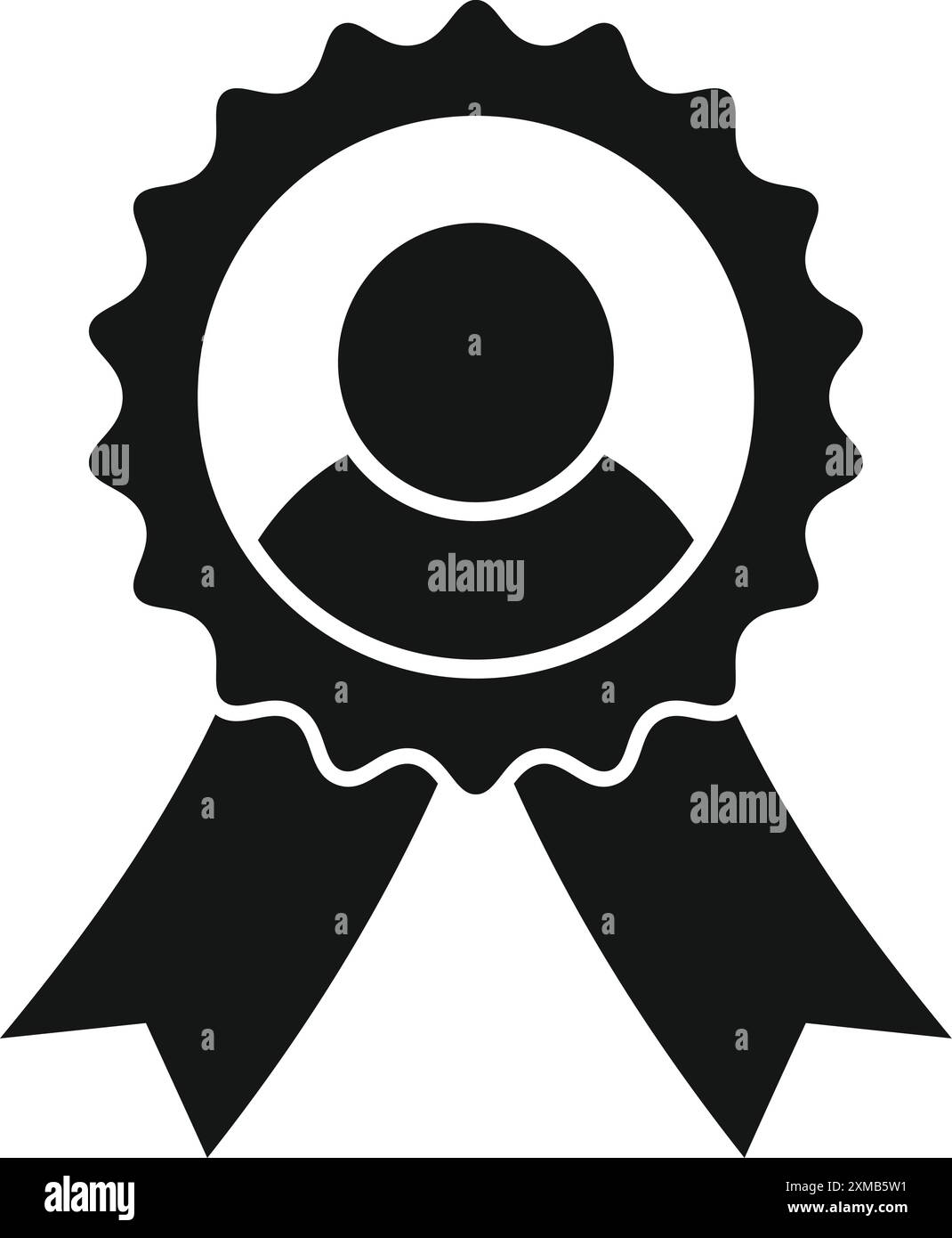 Simple black glyph icon of an award ribbon, representing a person ...