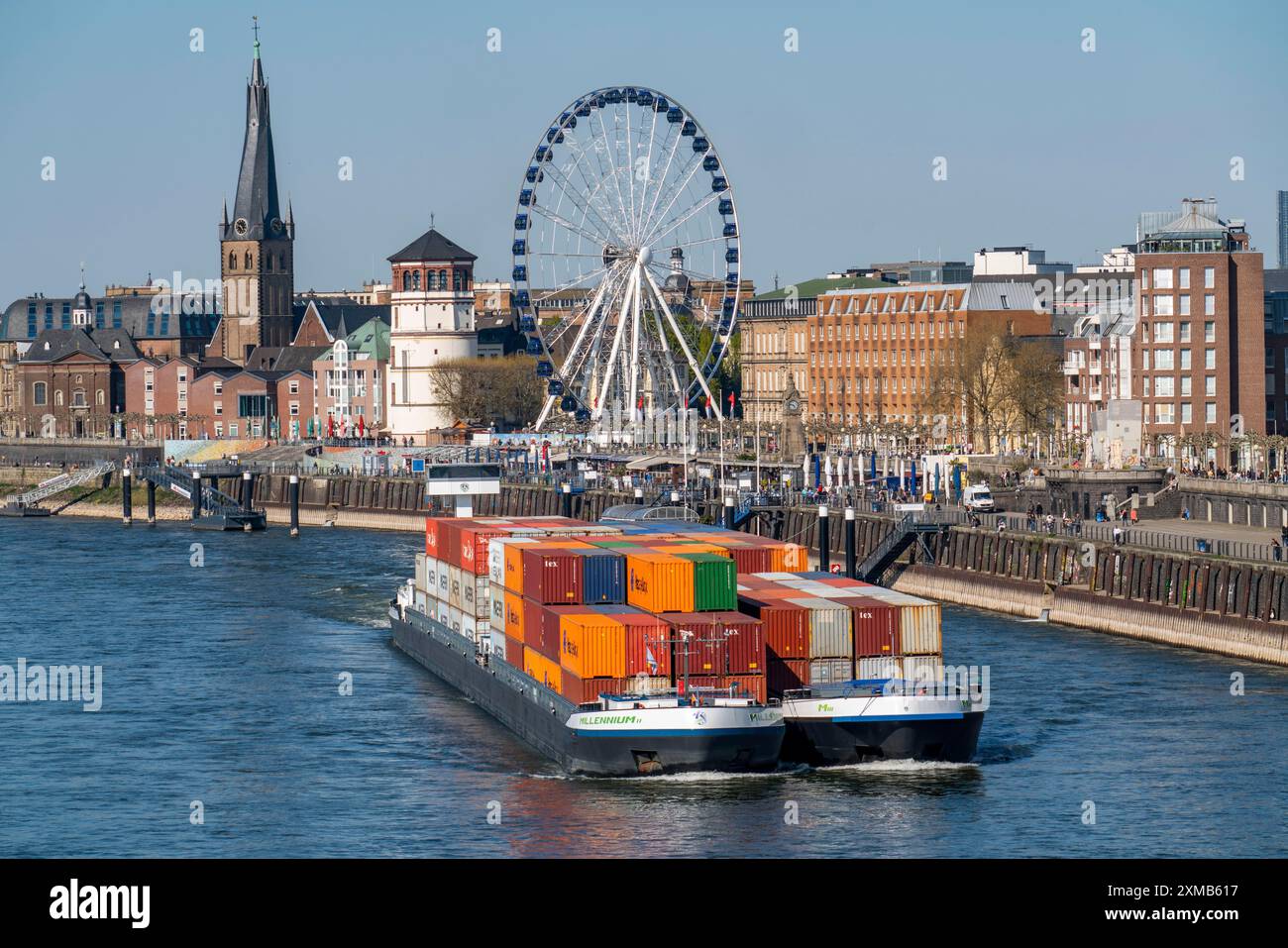 Container freighter, Milliennium II, as a coupling unit, on the Rhine ...