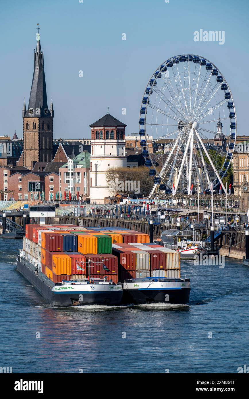 Container freighter, Milliennium II, as a coupling unit, on the Rhine ...
