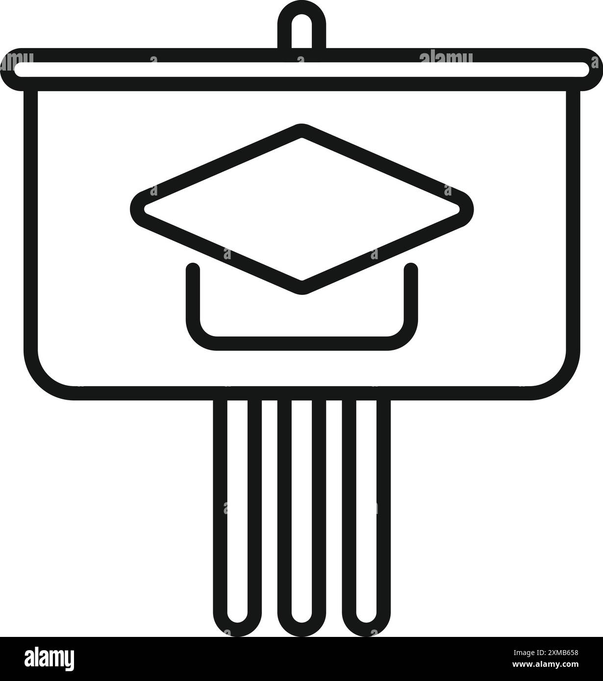 Line drawing of a graduation cap on a whiteboard, representing a ...