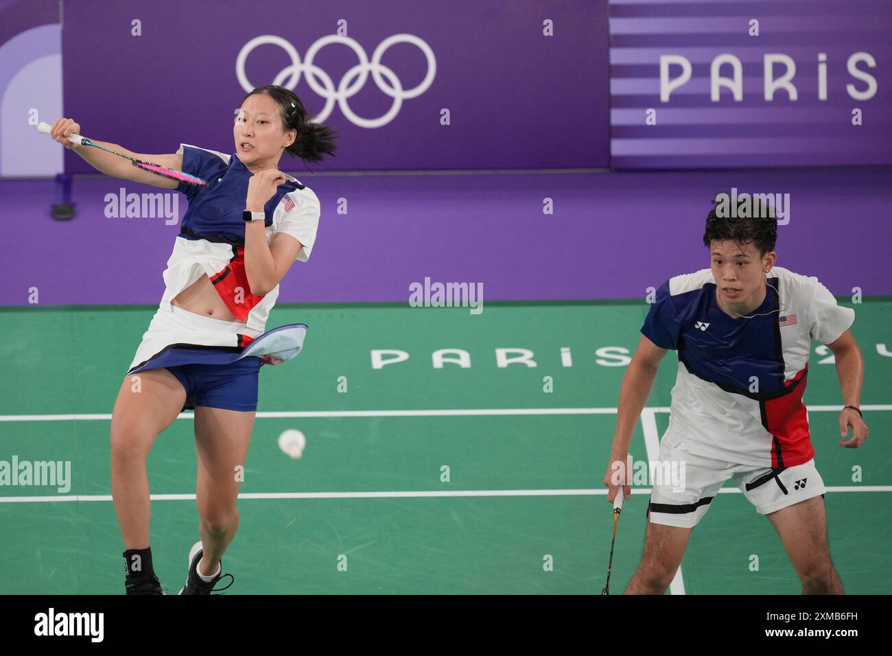 United States' Vinson Chiu, right, and Jennie Gai play against China's ...
