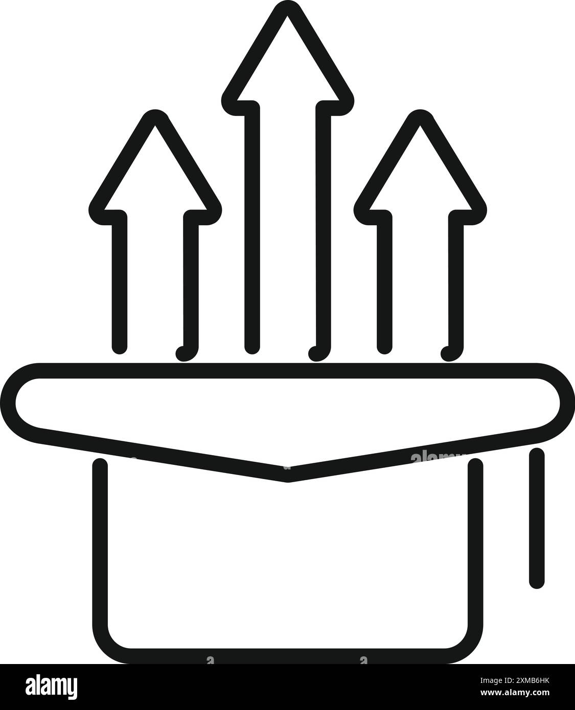 Line art of a graduation cap with three arrows growing from it ...