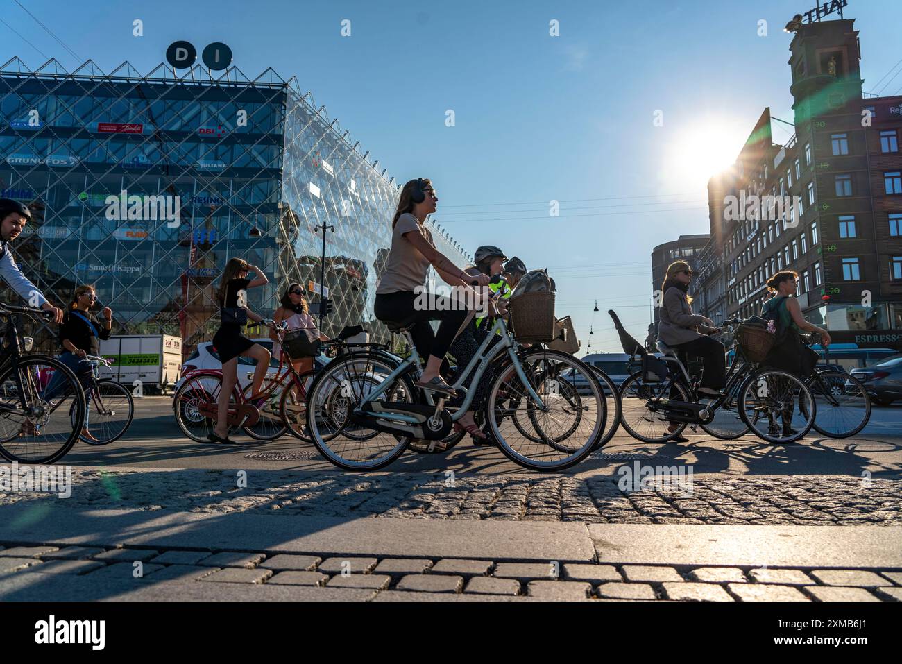 Cyclists on cycle paths, Radhuspladsen, City Hall Square, H.C. Andersen ...