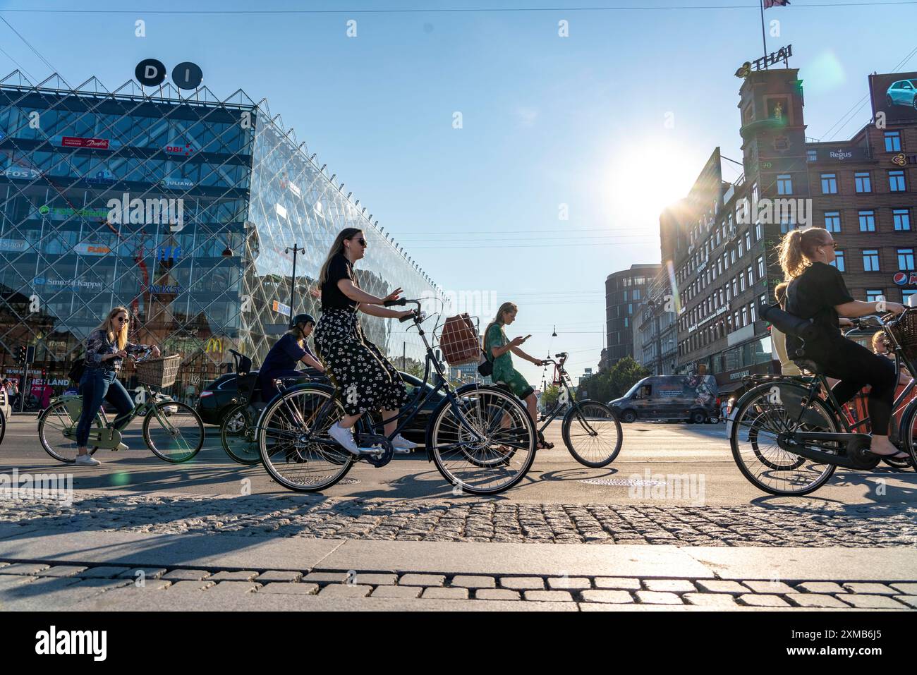 Cyclists on cycle paths, Radhuspladsen, City Hall Square, H.C. Andersen ...