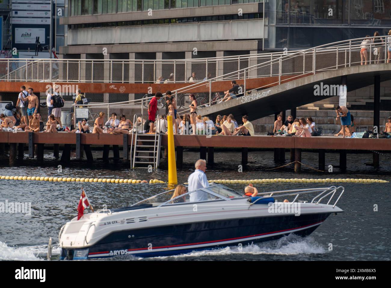 Summer, swimming in the harbour of Copenhagen, there are official ...