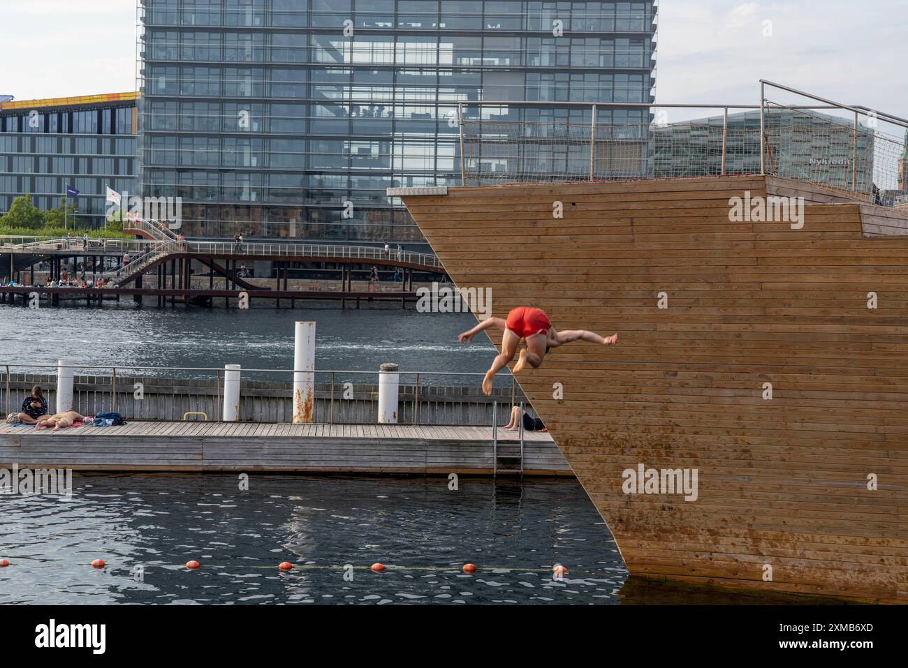 Summer, swimming in the harbour of Copenhagen, there are official ...