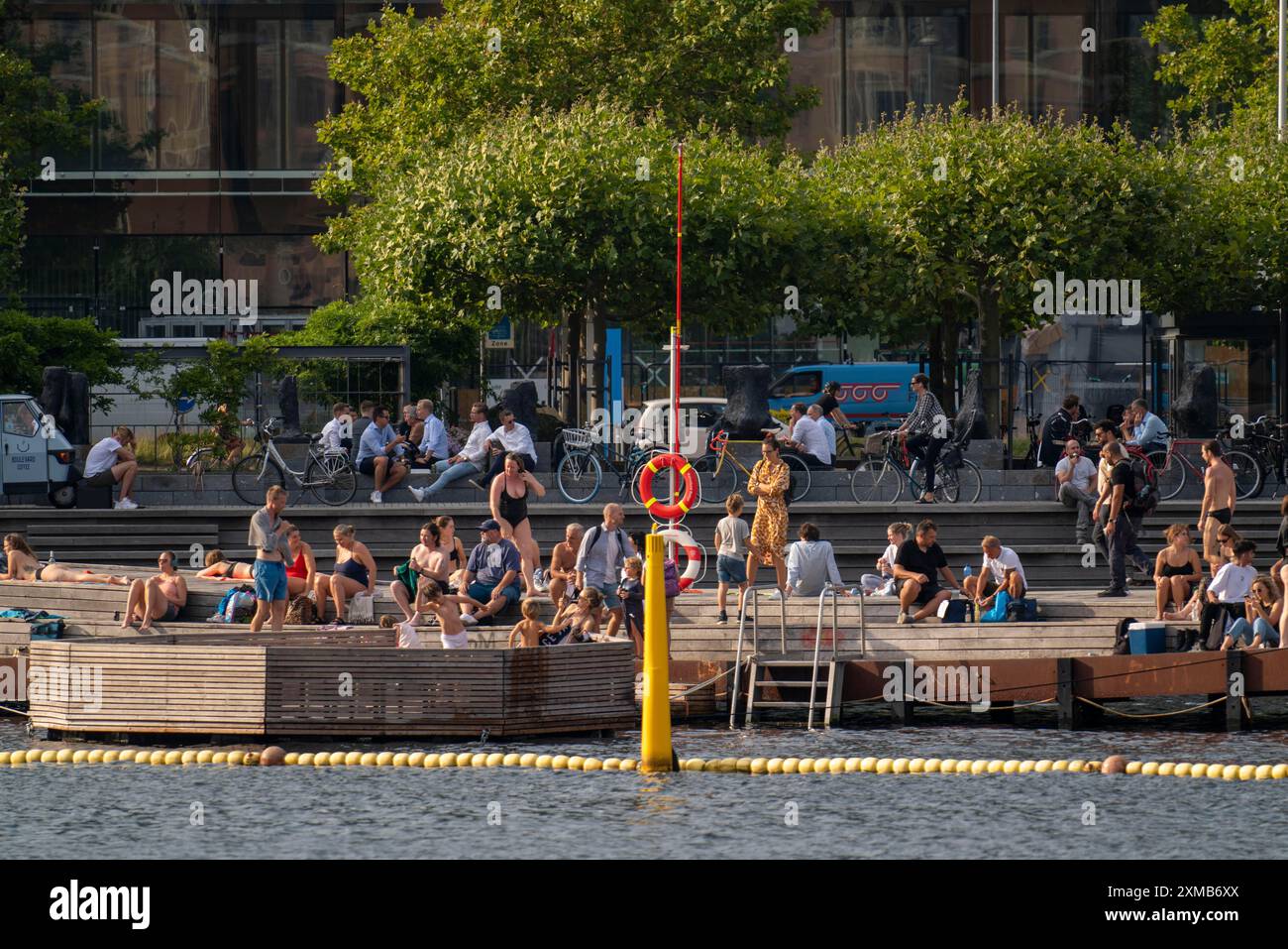 Summer, swimming in the harbour of Copenhagen, there are official ...