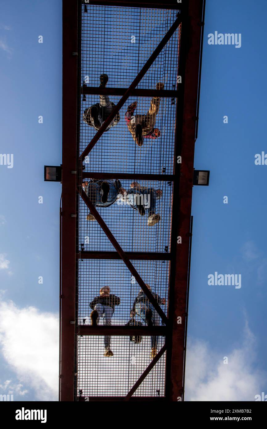 Lattice walkway, people walk over a walkway at a height of a good 15 ...