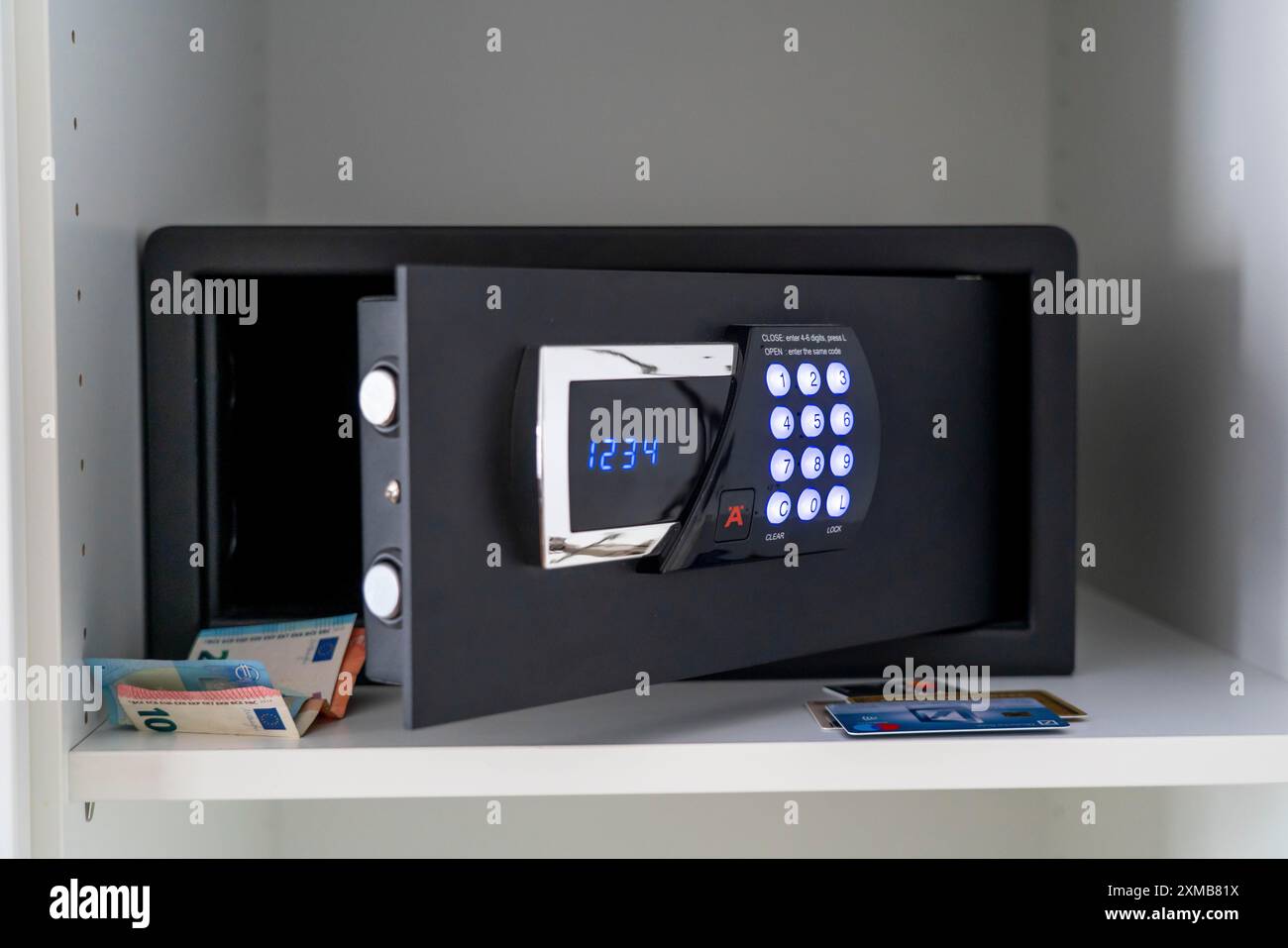 Hotel safe, for the secure storage of valuables in the hotel room, with ...