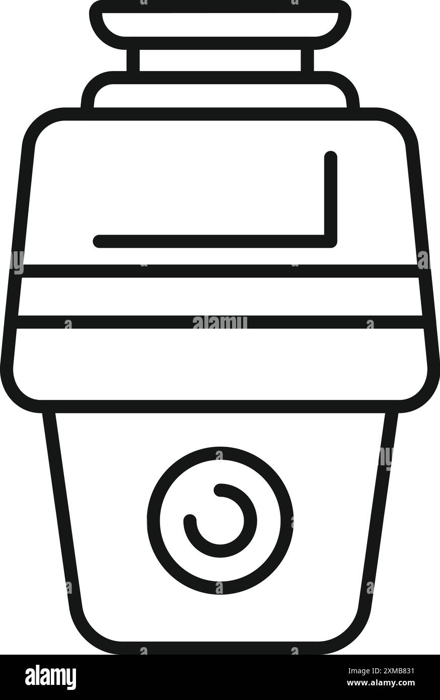 Line drawing of a modern food waste grinder for recycling organic ...