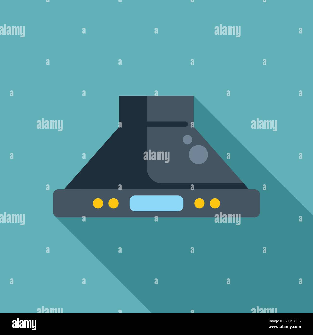 Modern kitchen exhaust hood is extracting steam while cooking dinner ...