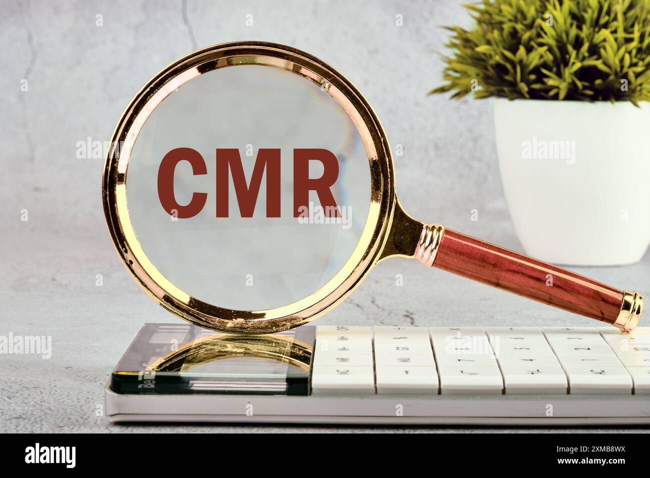 Customer Managed Relationship Concept. CMR word on the glass of a ...