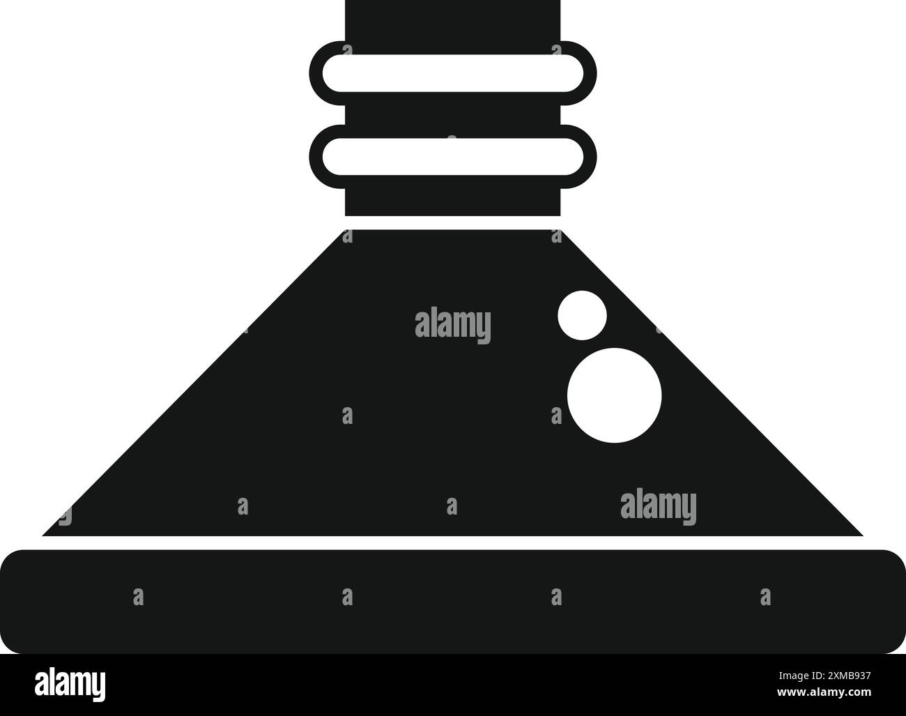 Black chemical flask with bubbling liquid experiment icon in simple ...