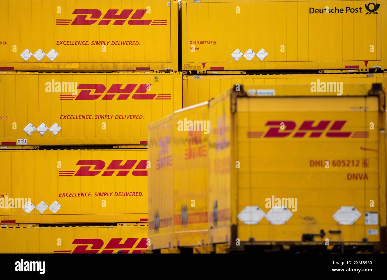 DHL, Deutsche Post, parcel centre, warehouse for freight containers ...
