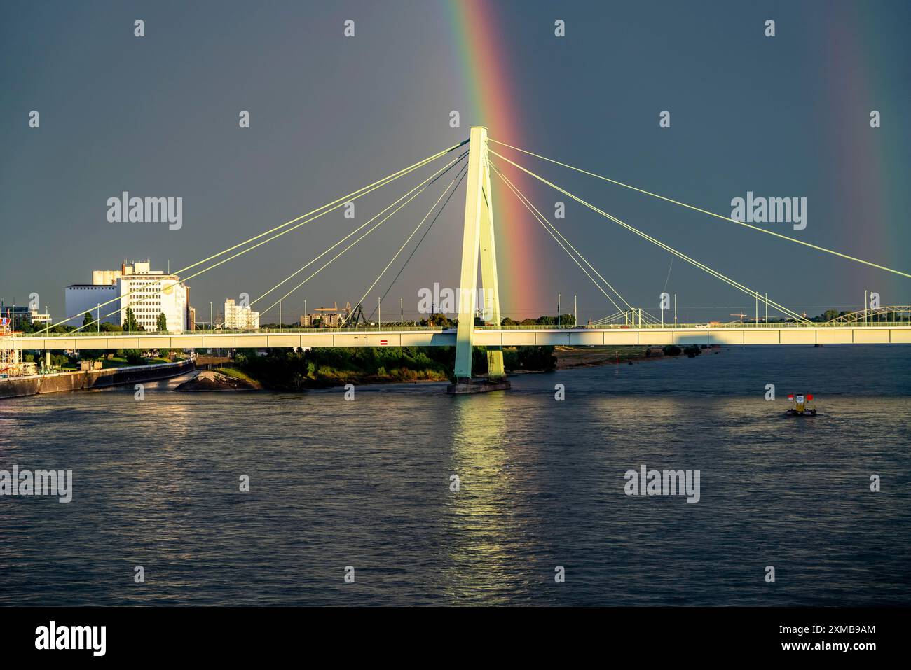 Severin Bridge over the Rhine, Rainbow, Cologne, North Rhine-Westphalia ...
