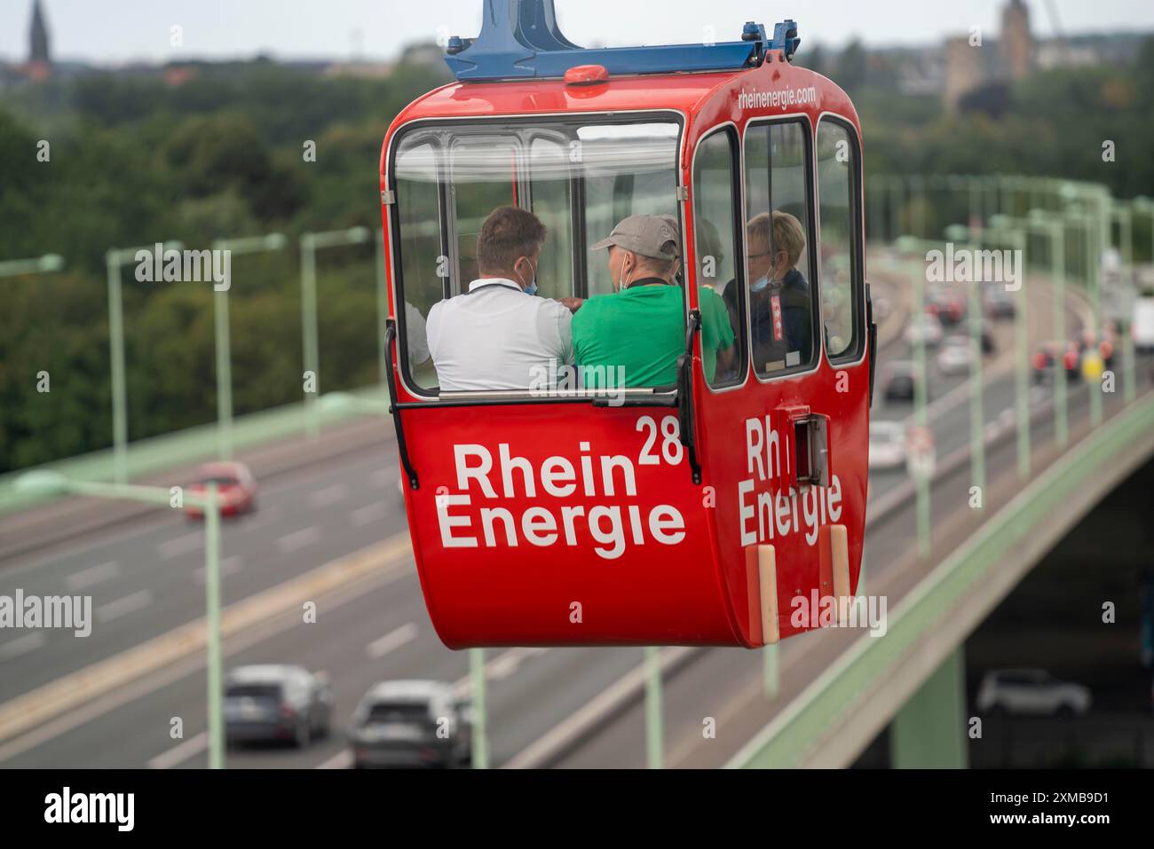 Rhine cable car, cabin above the zoo bridge, Rhine, Cologne, North ...