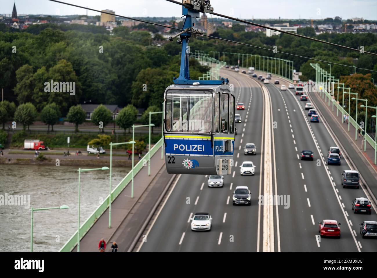Rhine cable car, cabin above the zoo bridge, Rhine, Cologne, North ...