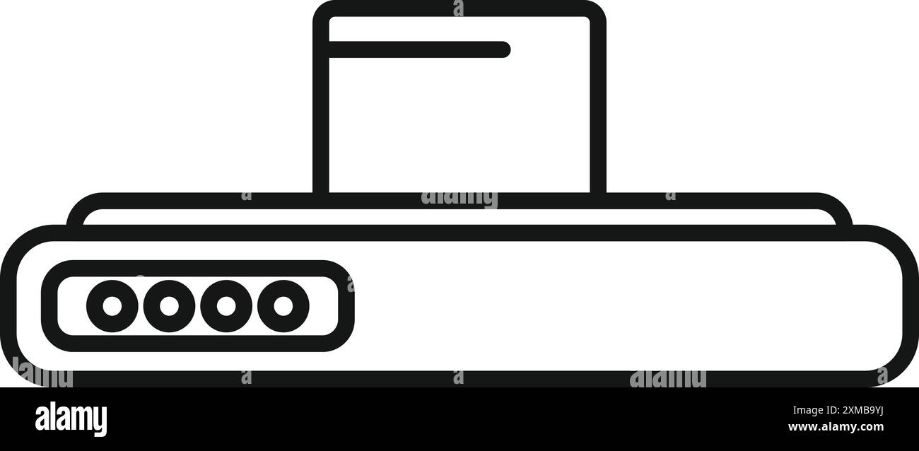 Conveyor belt system transporting a box line icon, outline style Stock ...