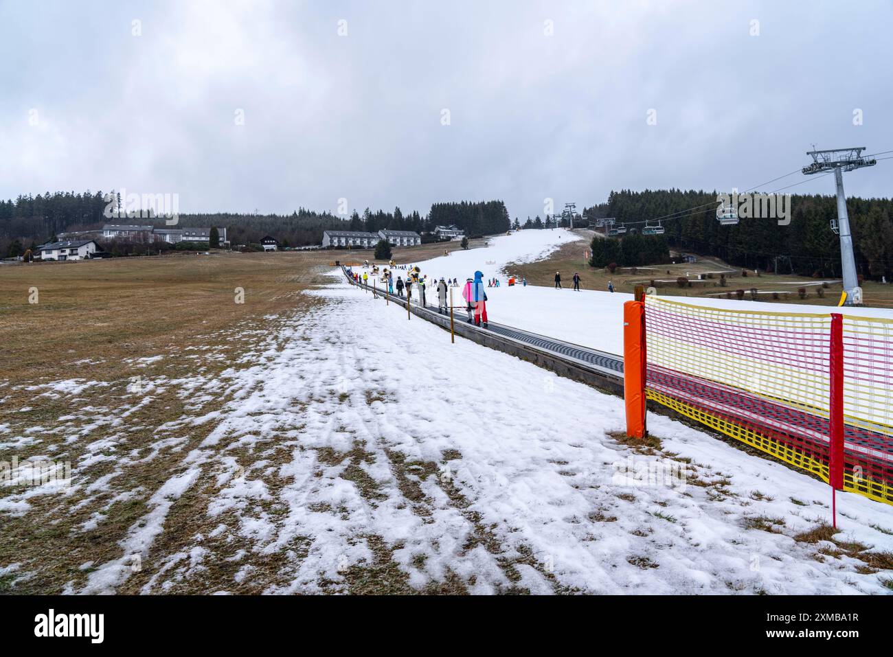 Conveyor belt ski lift, beginner ski resort Ritzhagen, operated with ...