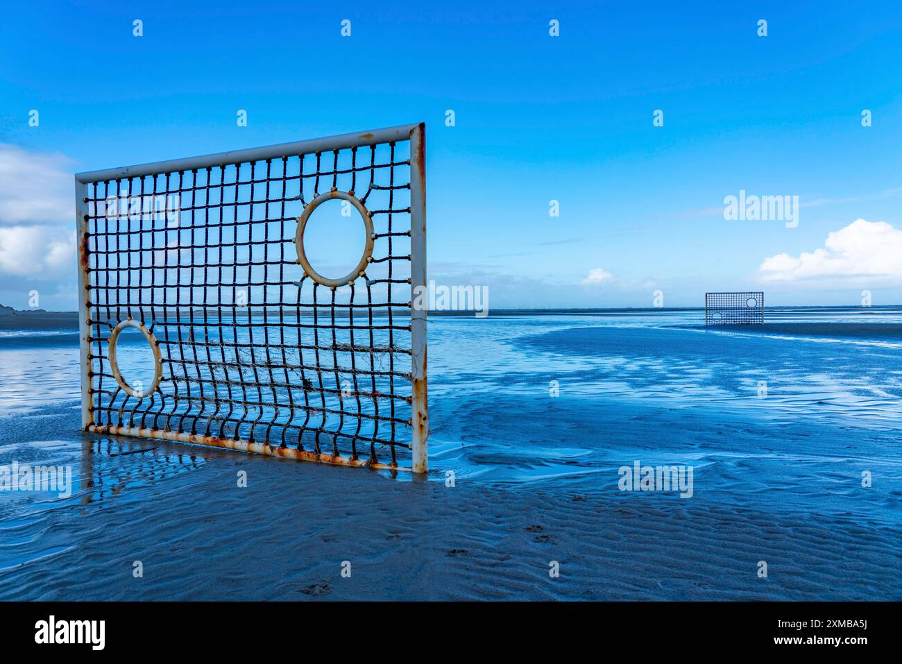 Football pitch, football field, Tor tor, on the beach, tidal creek, in ...