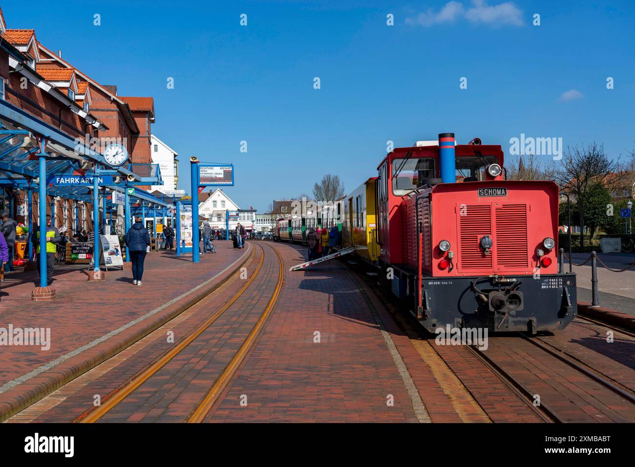 Borkumer Kleinbahn, island railway, connects the ferry harbour with the ...
