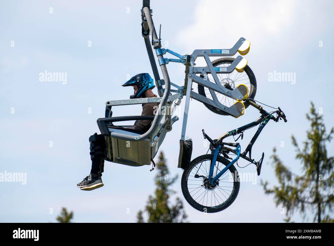 Bike lift in the Bikepark Winterberg, on the Kappe mountain, 11 ...