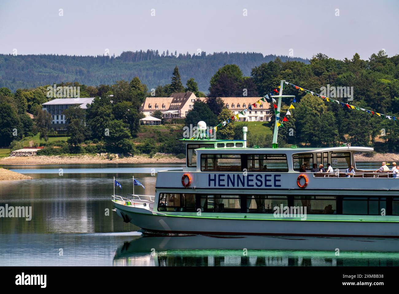 The Hennesee, Hennetalsperre in the Sauerland, excursion boat, lake ...