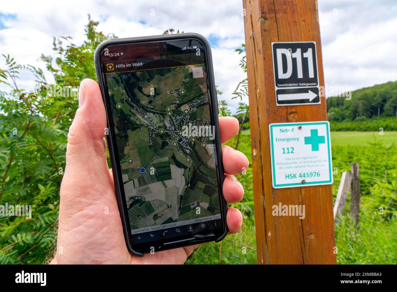 Rescue point system in German forests, locations are indicated on signs ...