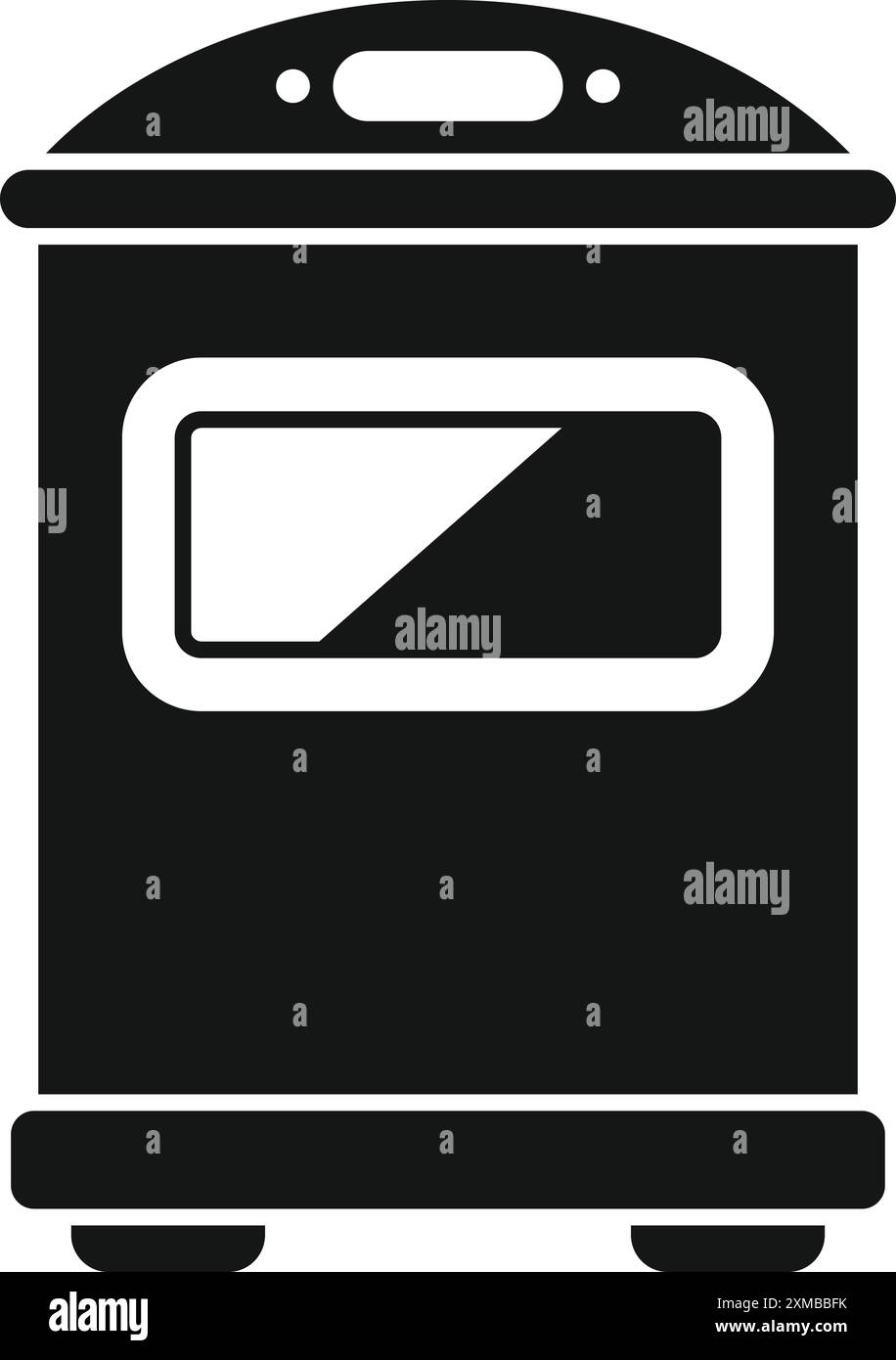 Simple black and white icon of a modern convection oven with an ...