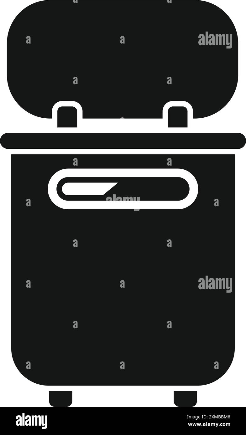 Simple black glyph icon for multicooker with open lid, isolated ...