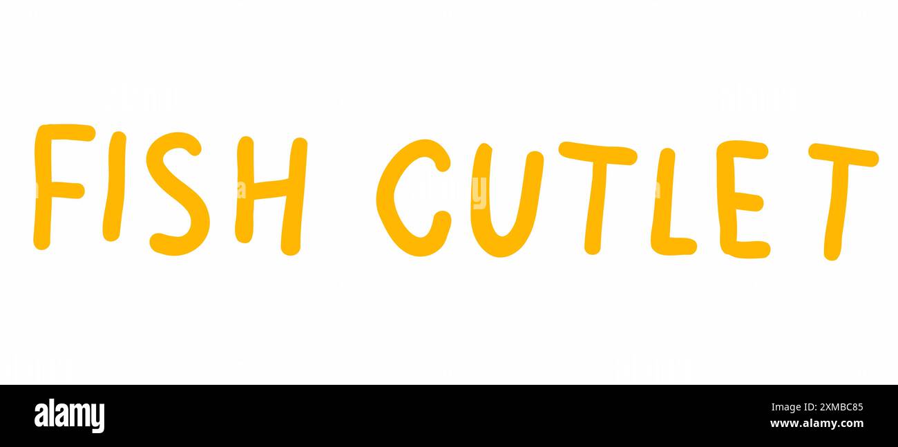 Fish cutlet hand drawn lettering. Hand written title. Childlike word ...