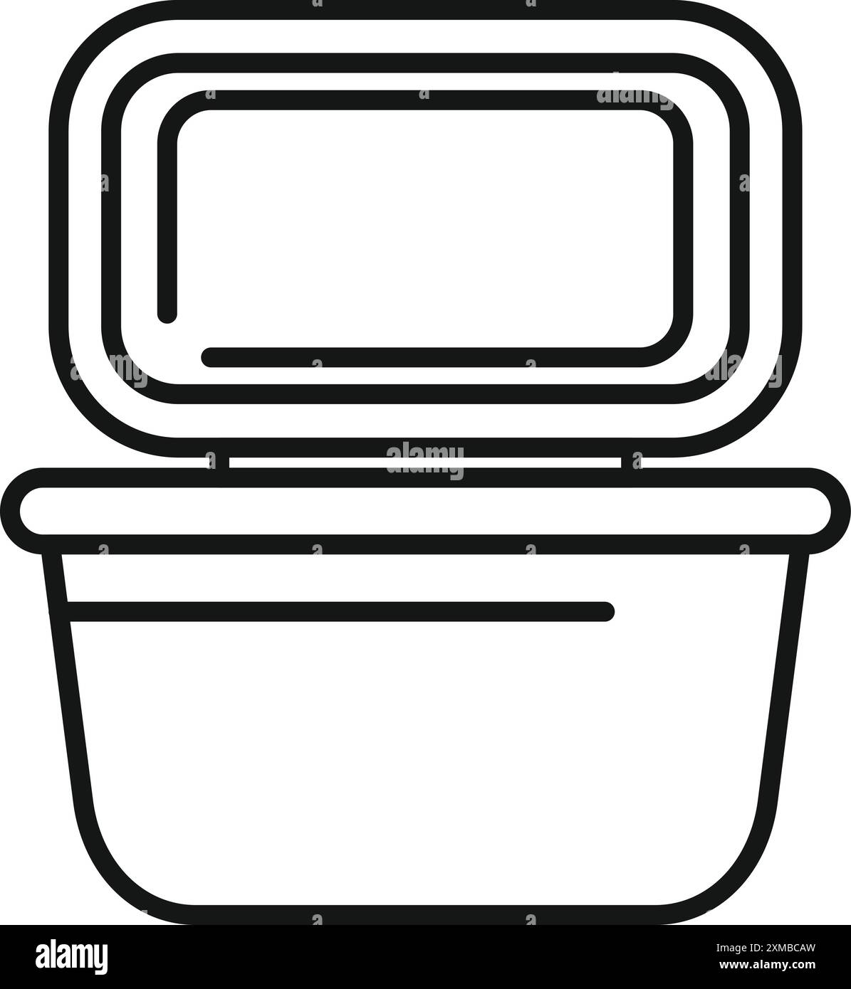 Simple line icon of an open plastic food container, ideal for ...