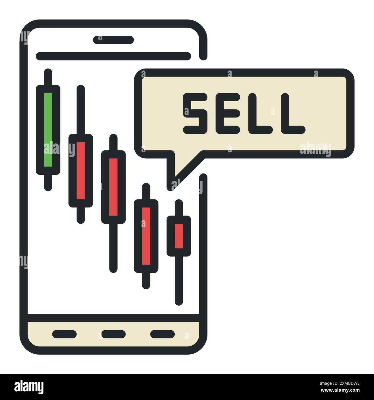 Candlestick Chart on Smart Phone Screen vector price movements concept ...