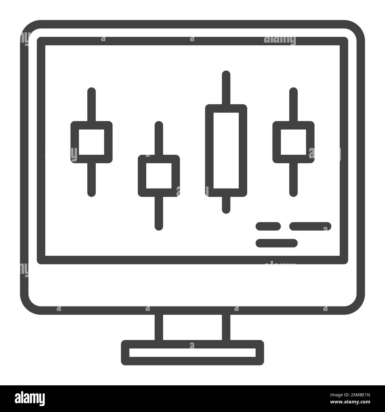 Computer with Candlestick Chart vector Day Trading concept linear icon or logo element Stock ...