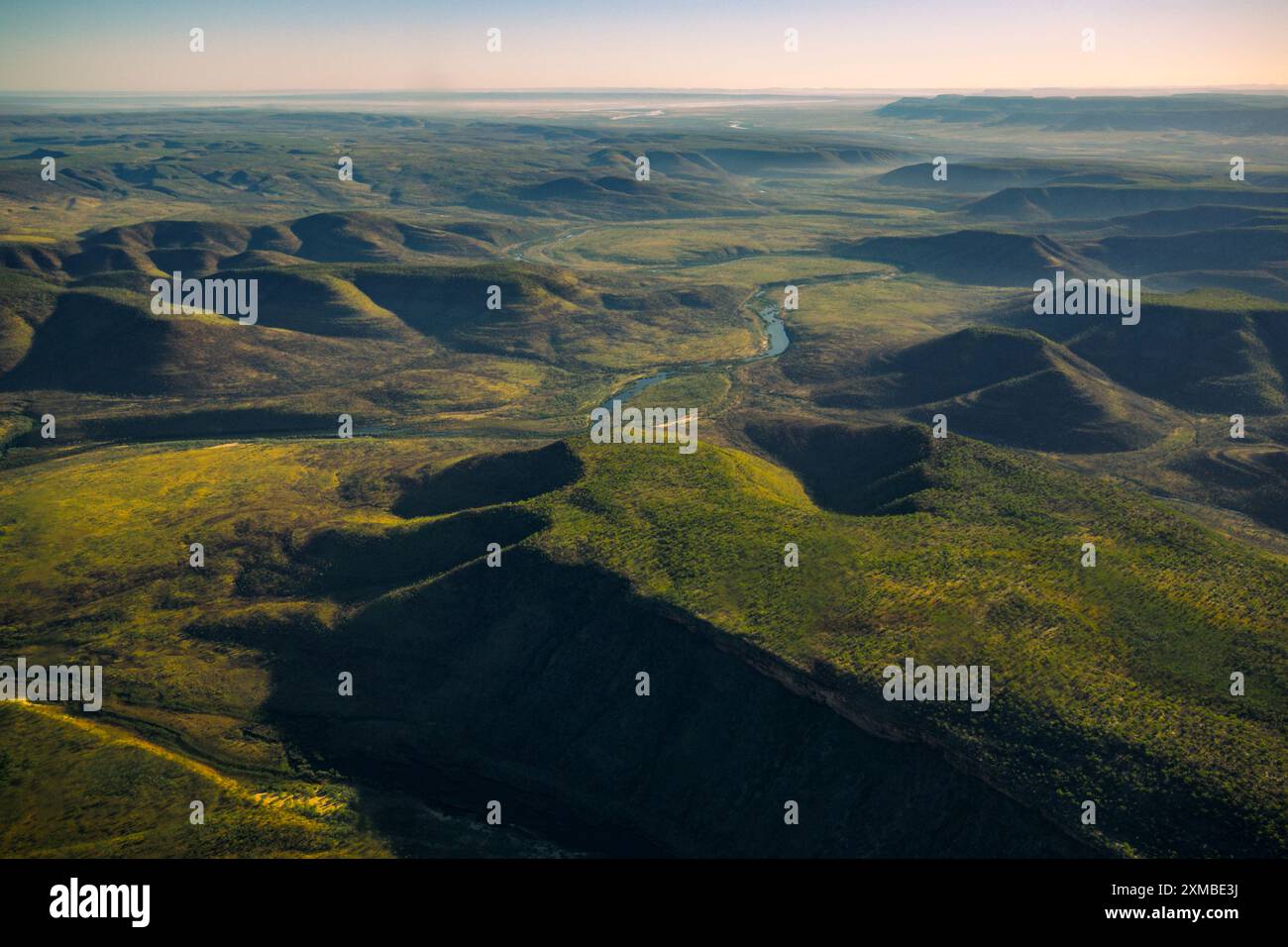 Morning light over the meandering Drysdale river in the East Kimberley ...
