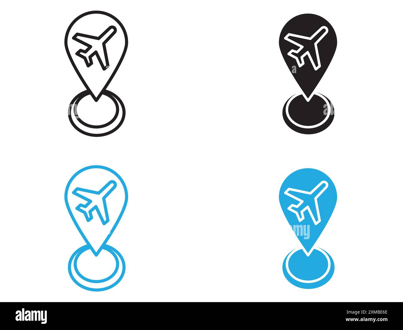 Airport location icon vector line logo mark or symbol set collection ...