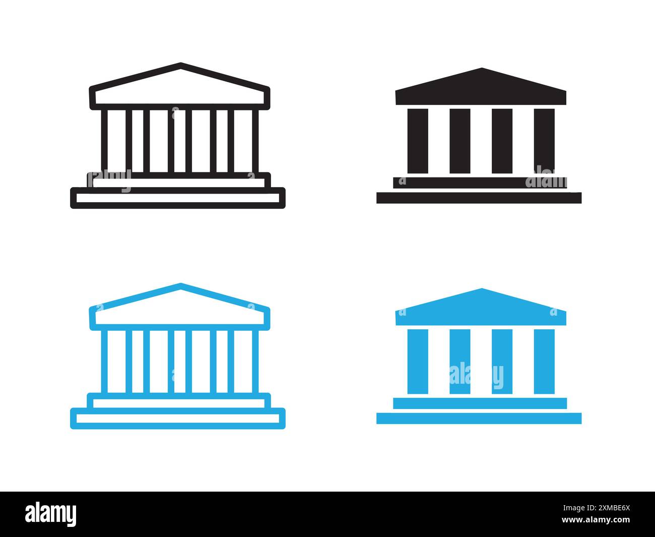 Bank icon vector line logo mark or symbol set collection outline style ...