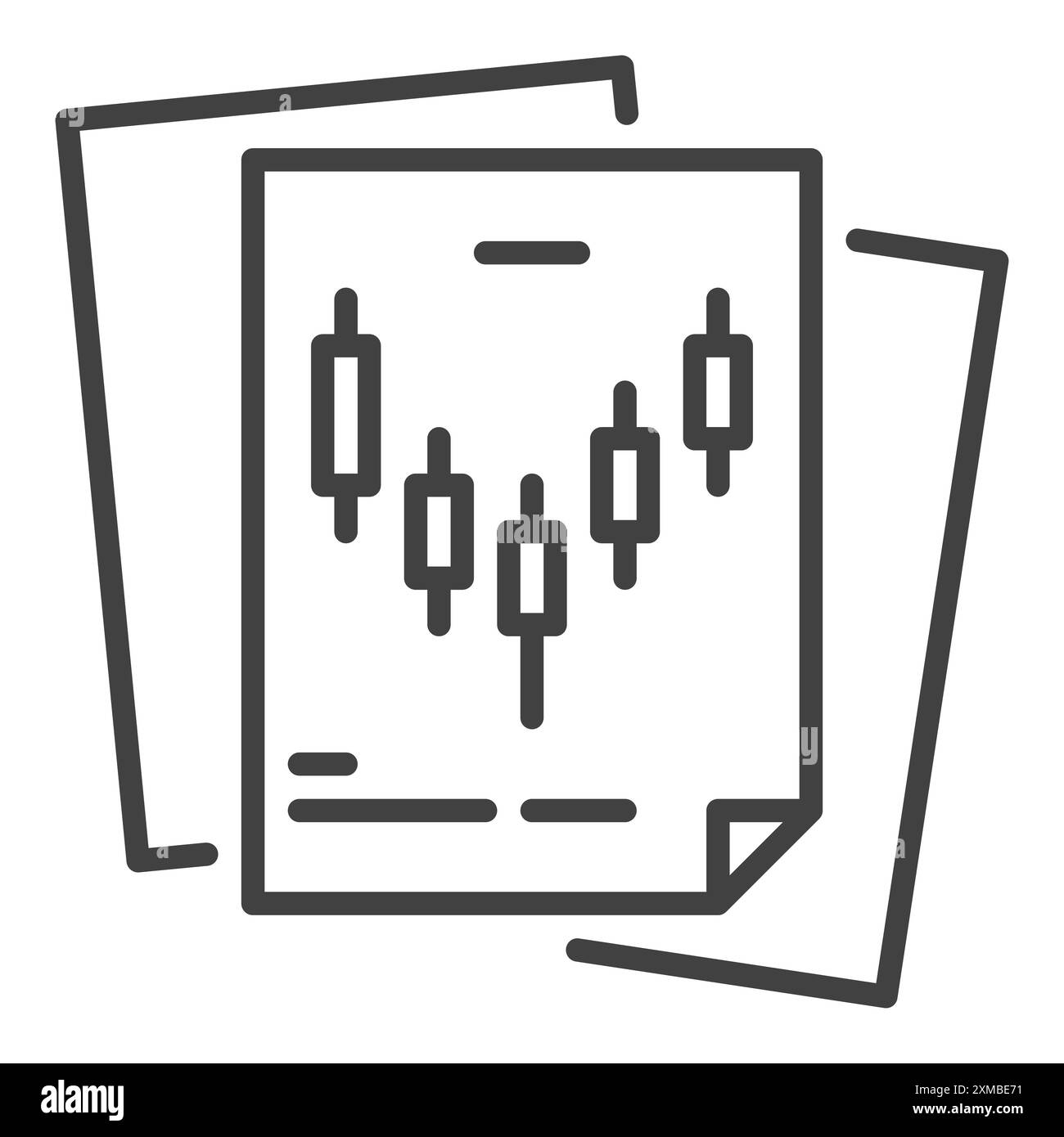 Documents with Candlestick Chart for Trader concept vector linear icon or logo element Stock ...