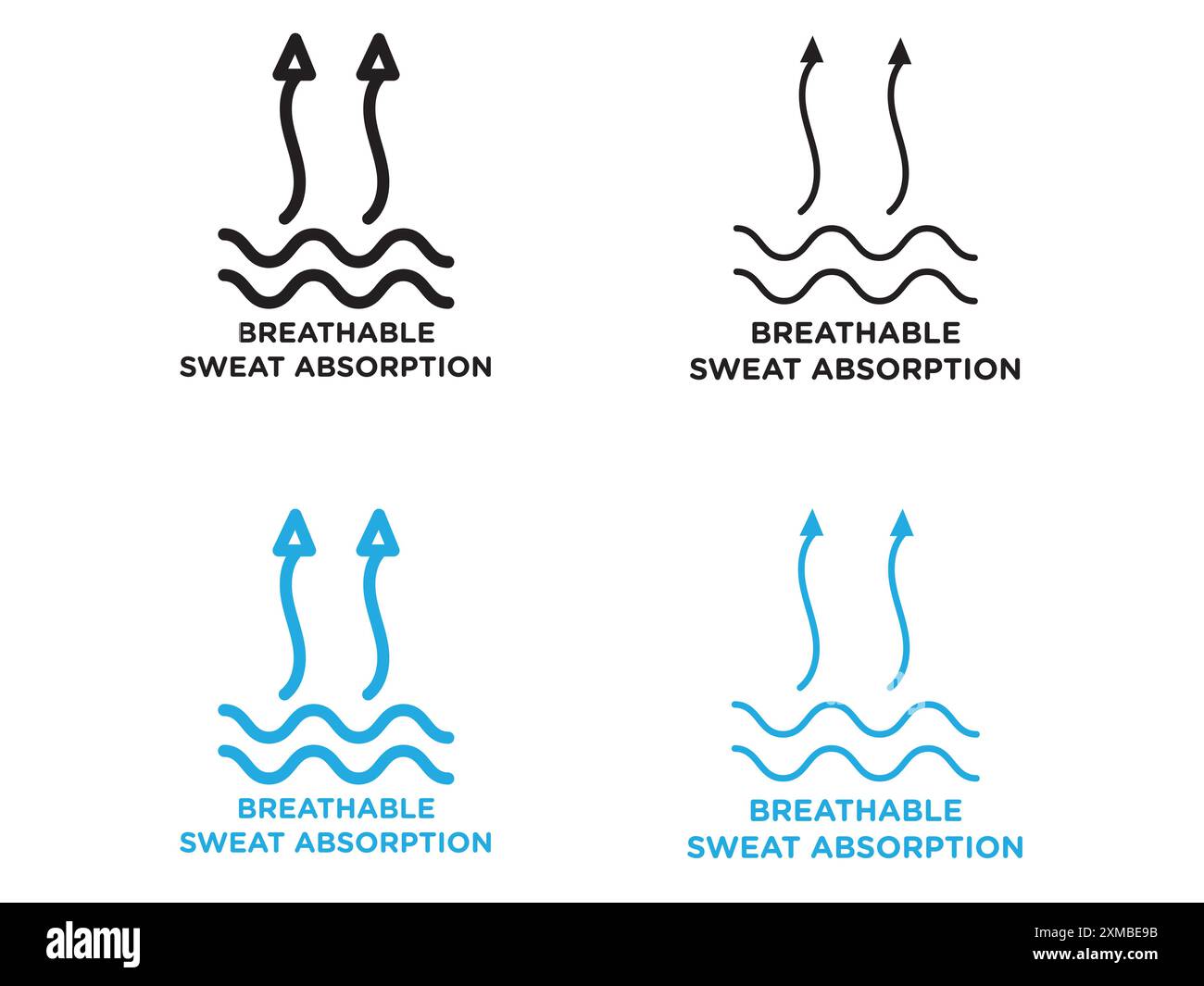 Breathable sweat absorption icon vector line logo mark or symbol set ...