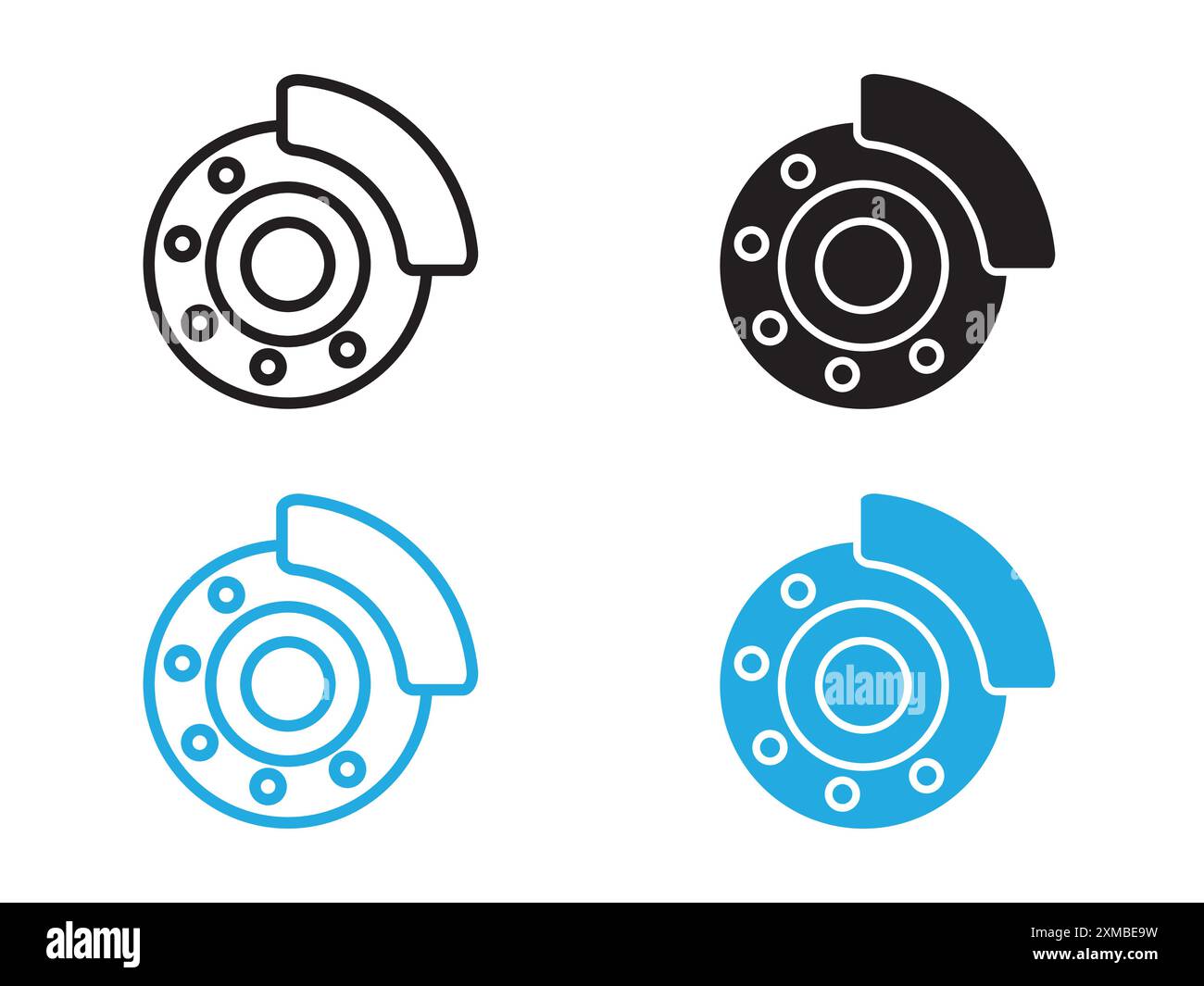 Car brake disk with caliper icon vector line logo mark or symbol set ...