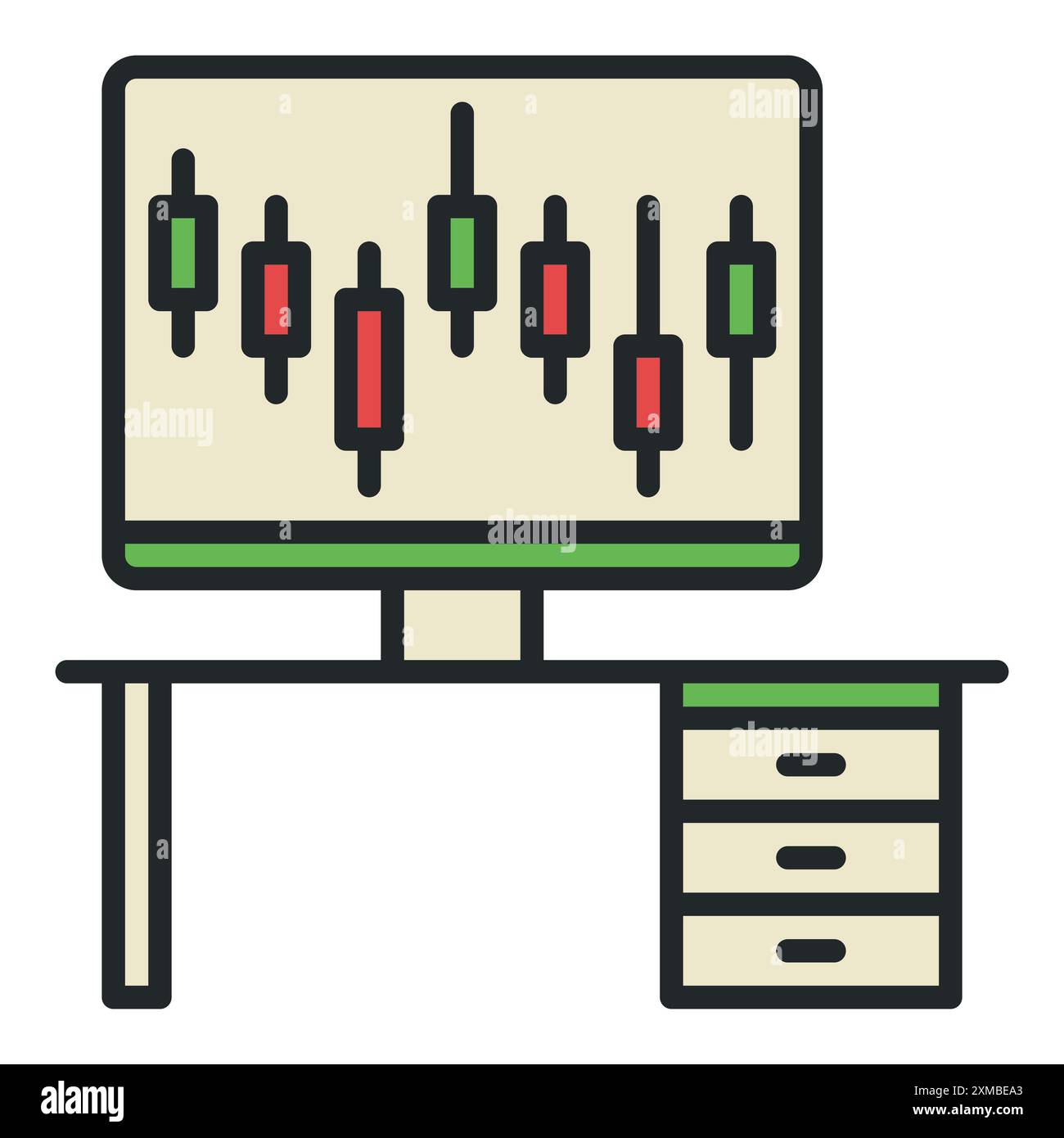 Desktop Computer with Candlestick Chart vector Online Crypto Trading ...